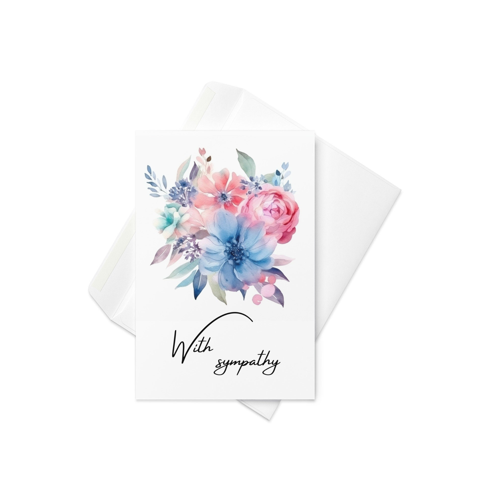 Blue And Pink Watercolor Flowers Sympathy Card – Moulton & Main